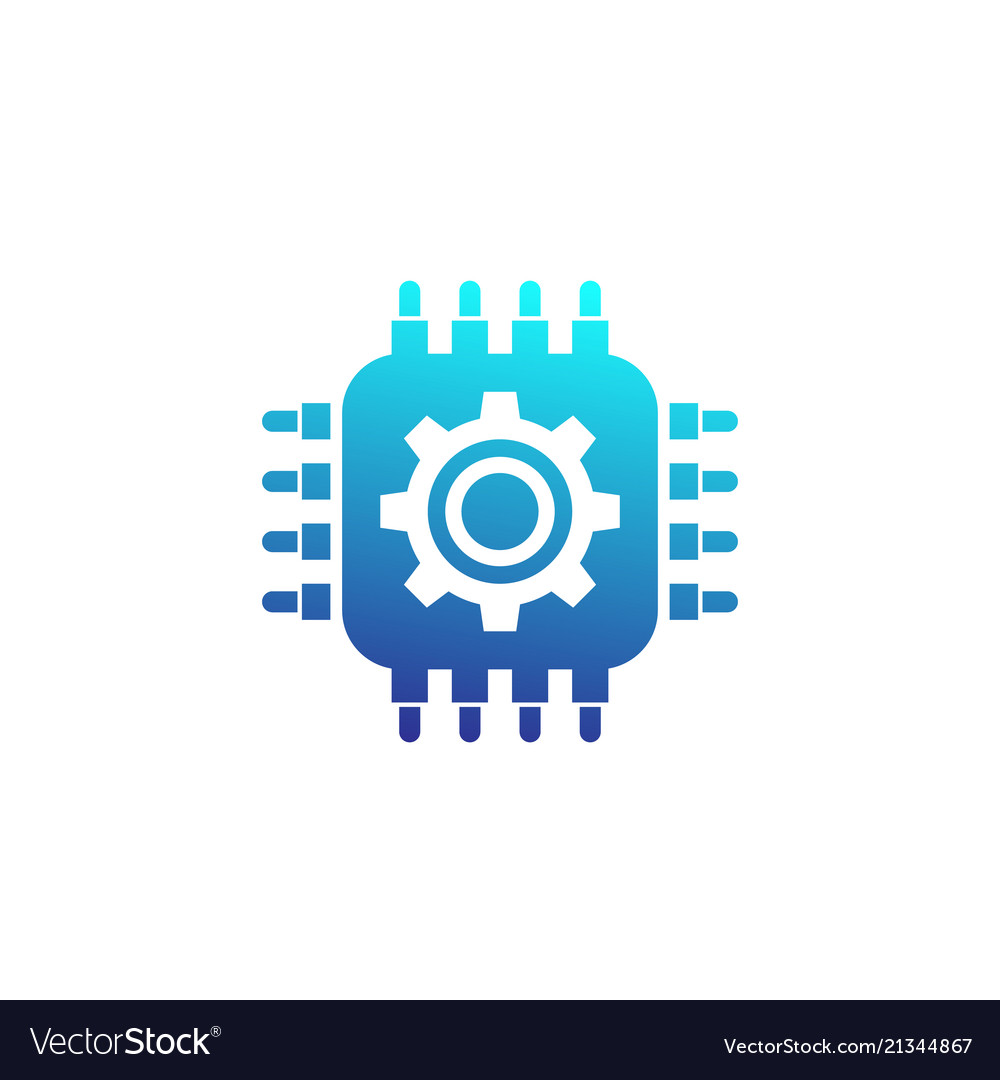 Technology icon chipset and gear Royalty Free Vector Image Technology icon chipset and gear Royalty Free Vector Image
