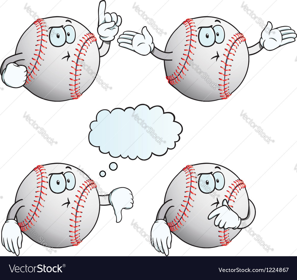 Thinking baseball set Royalty Free Vector Image