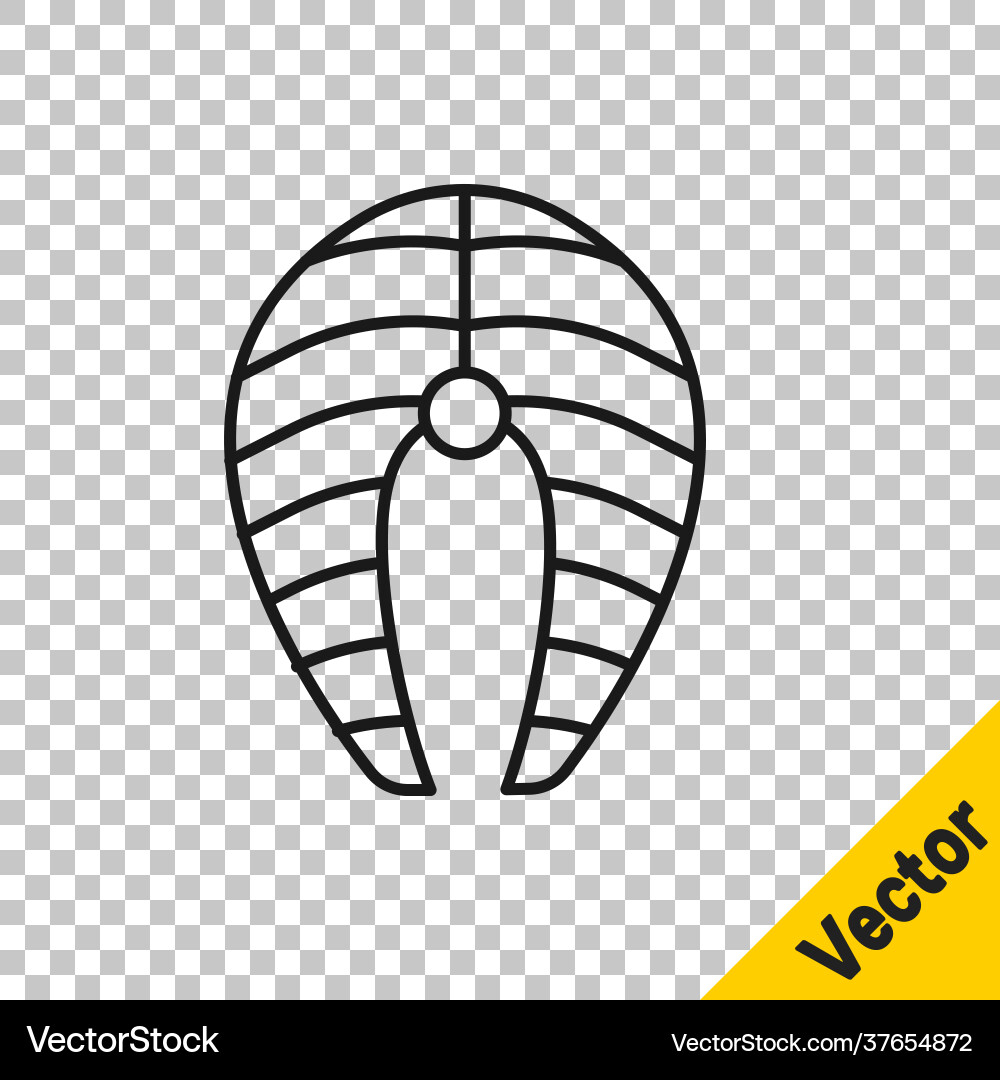 Black line fish steak icon isolated on transparent