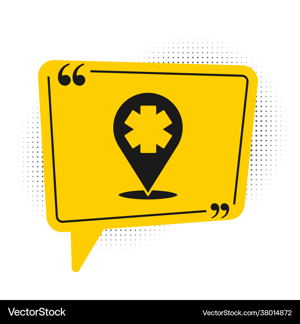 Black medical map pointer with cross hospital icon