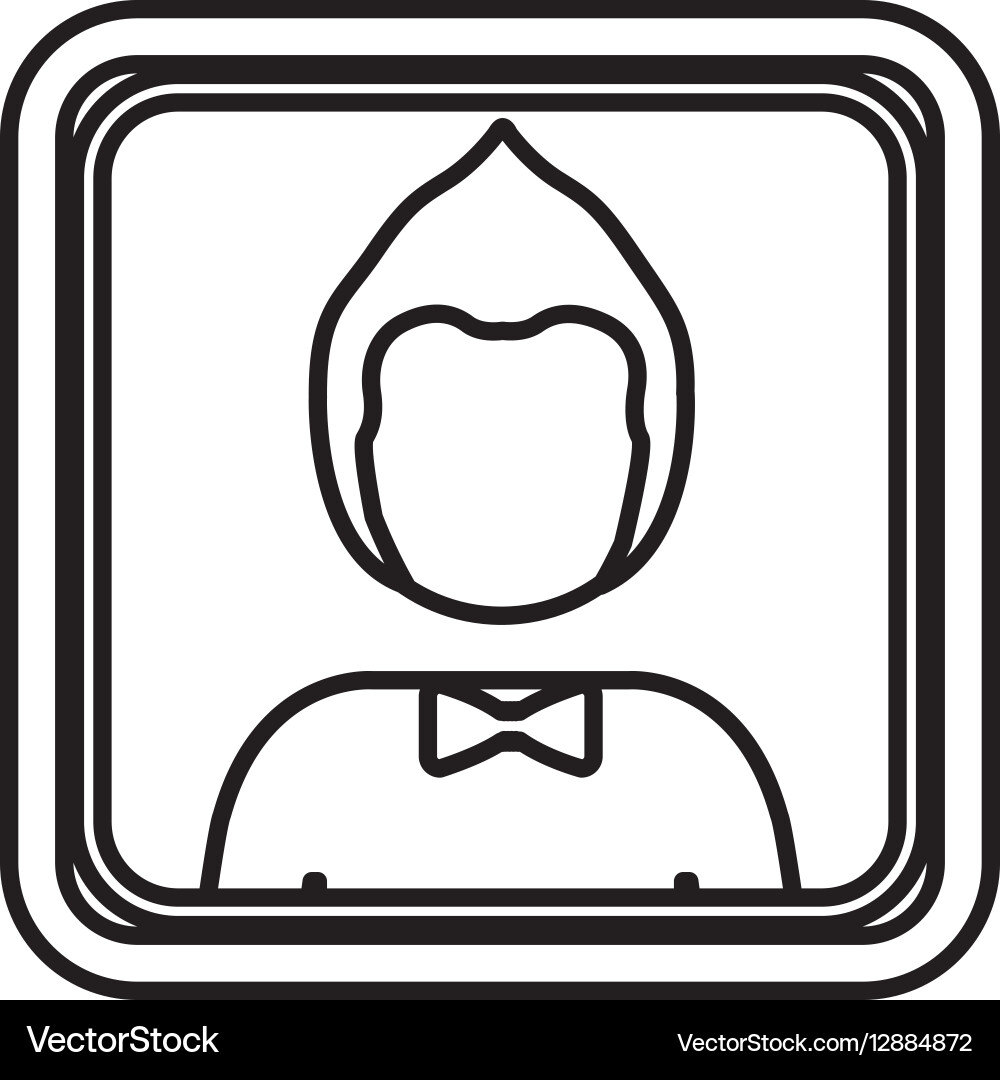 Contour square border with silhouette half body Vector Image