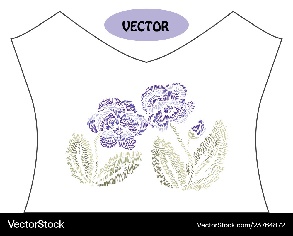 Embroidery floral bouquet Royalty Free Vector Image