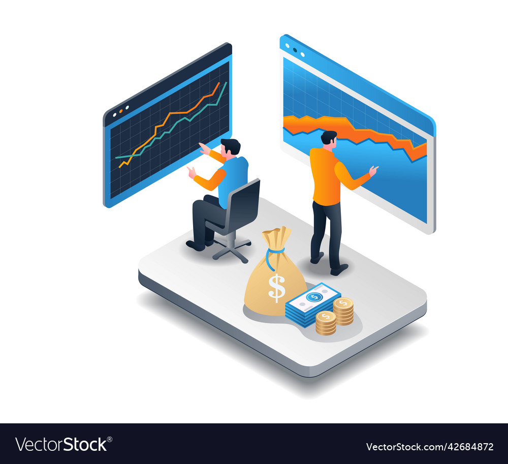 Flat isometric concept two men playing stock Vector Image