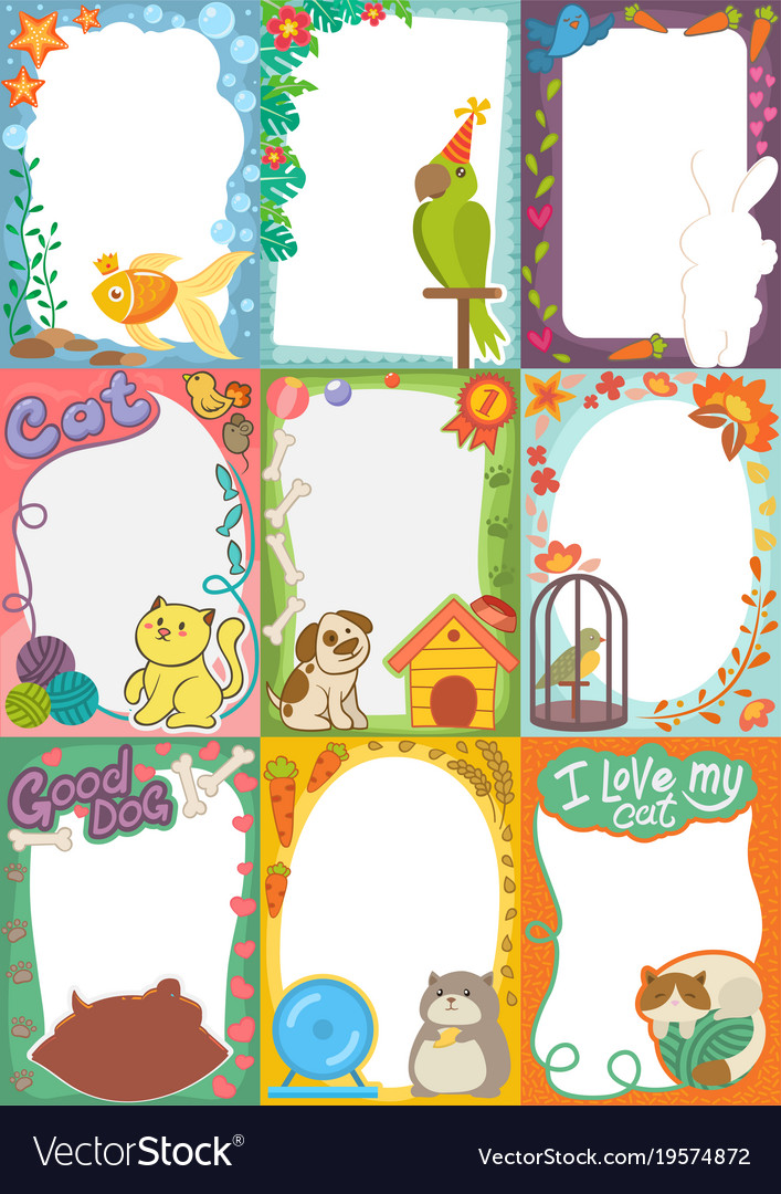 Frame kids photo picture of cartoon animals Vector Image