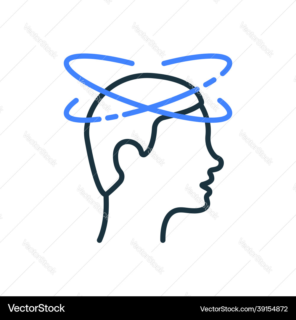 Man feel dizzy line icon dizziness migraine Vector Image