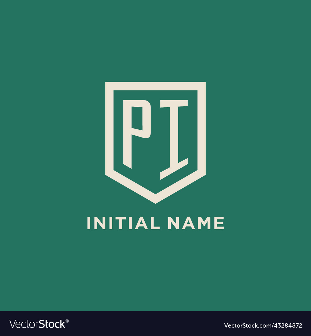 Pi initial logo monogram shield geometric shape Vector Image
