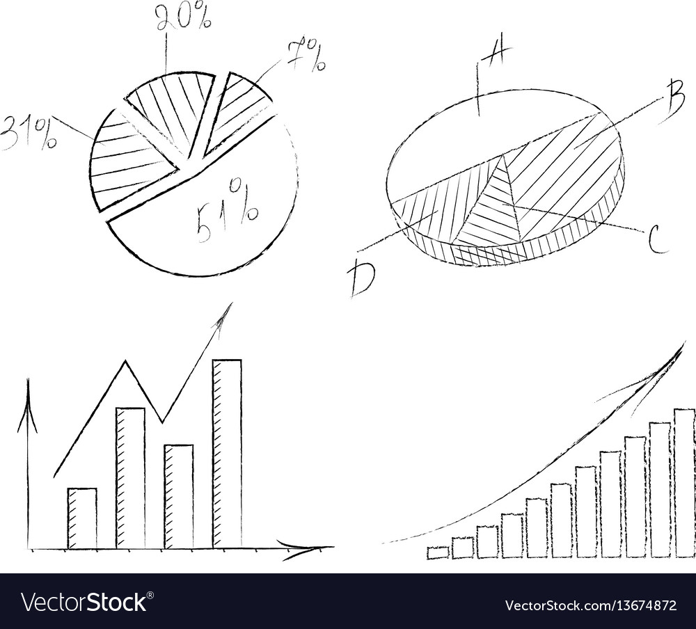Set of graphs with arrows Royalty Free Vector Image