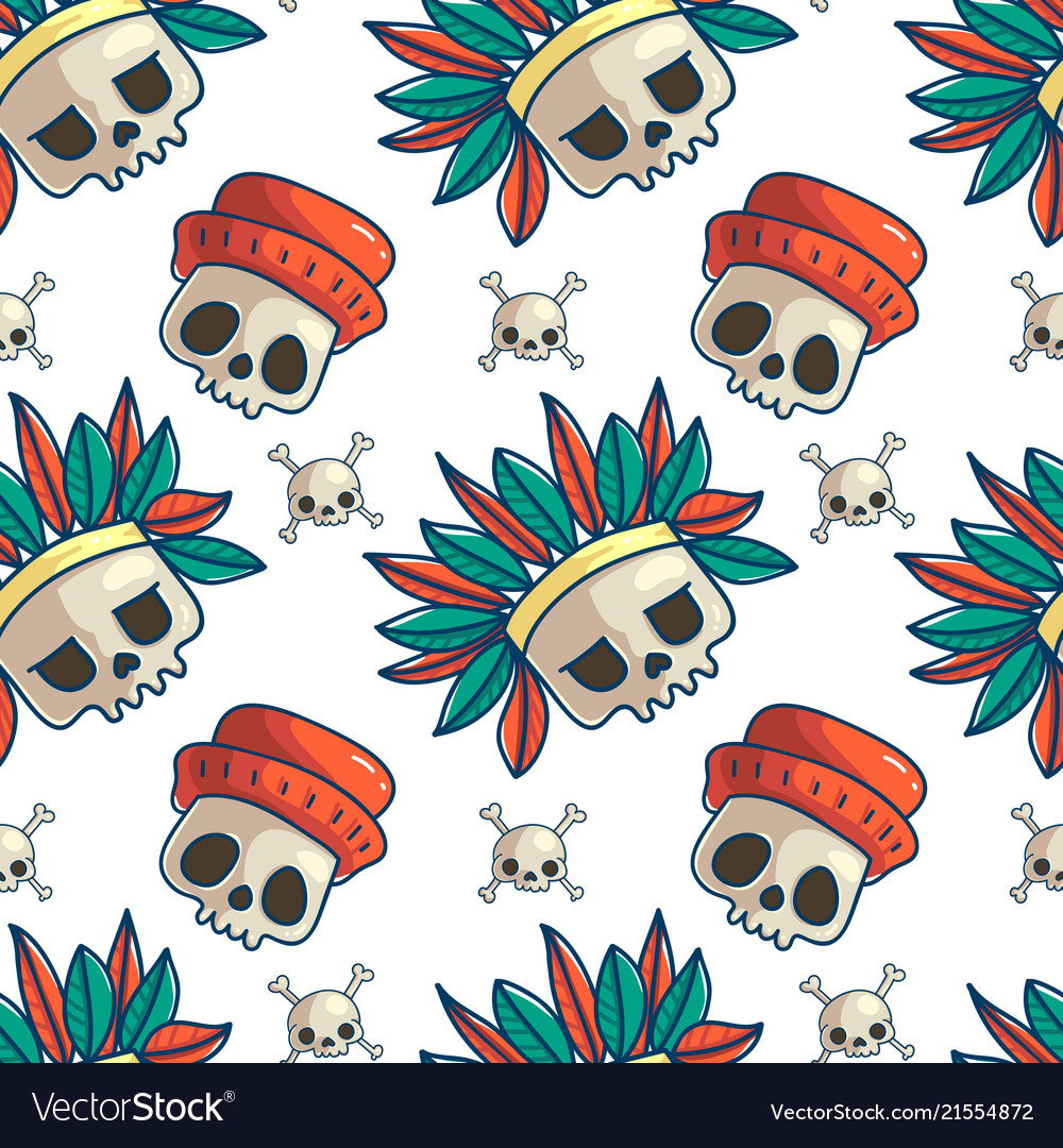 Skull seamless pattern Royalty Free Vector Image