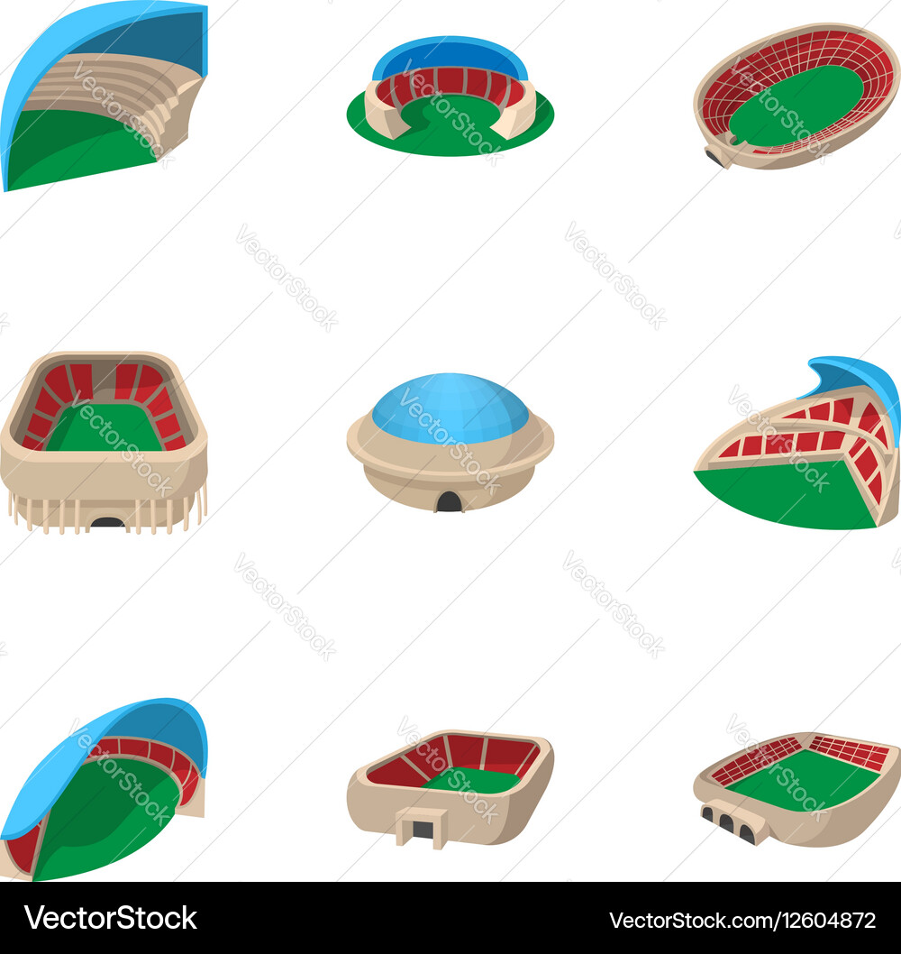 Sport complex icons set cartoon style Royalty Free Vector