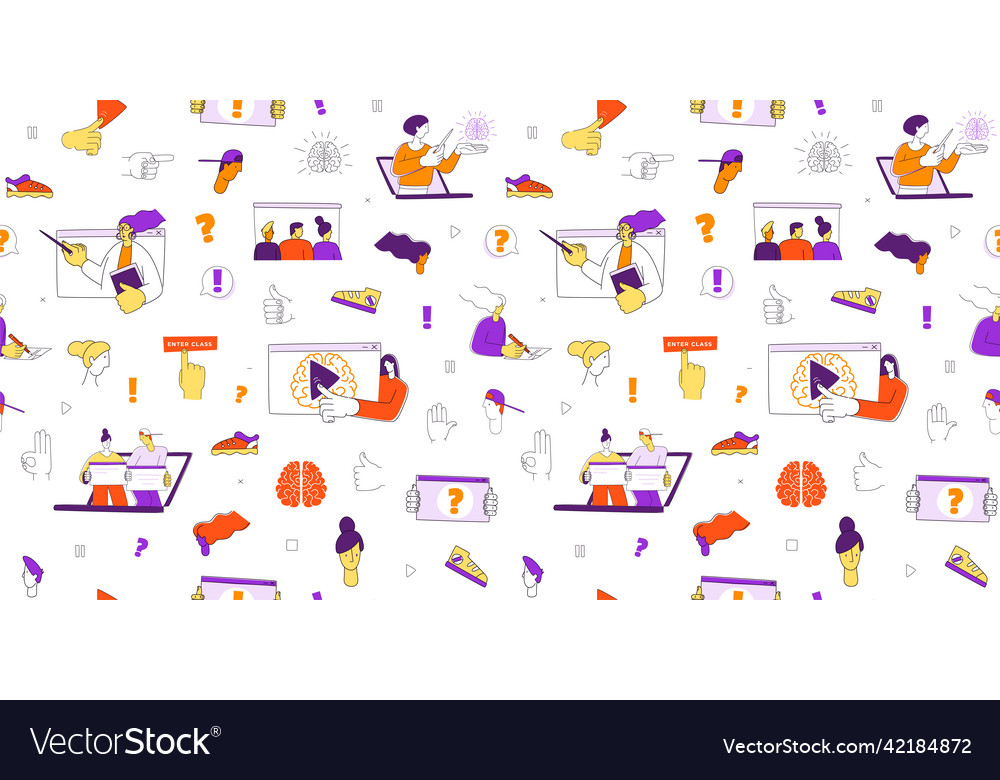 Virtual class online school education program Vector Image