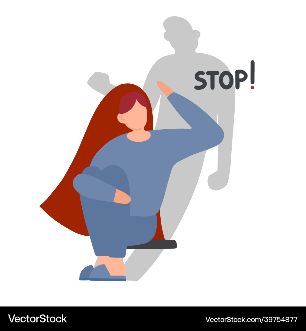 A young girl defends herself from her husband Vector Image