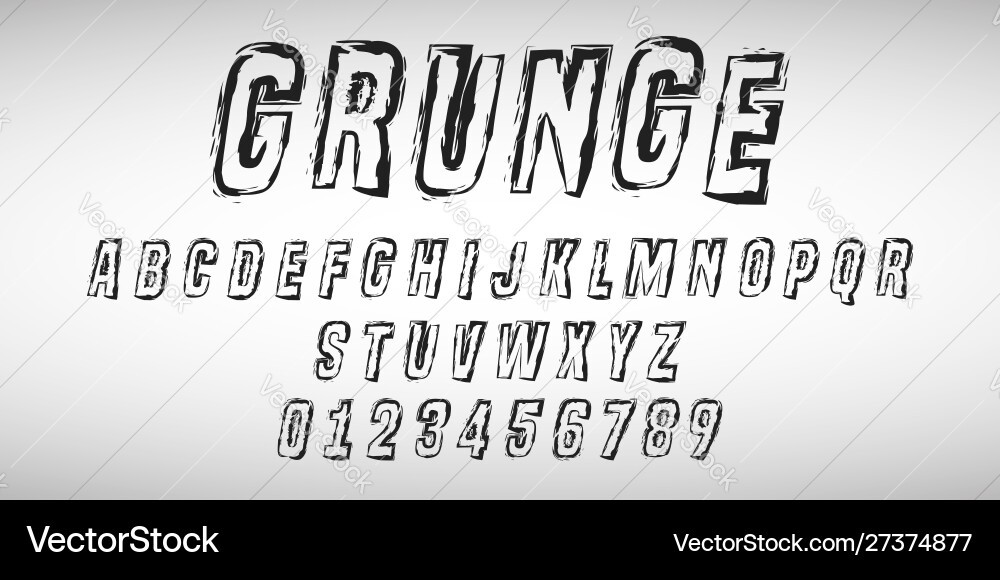 Alphabet letters and numbers grunge design Vector Image