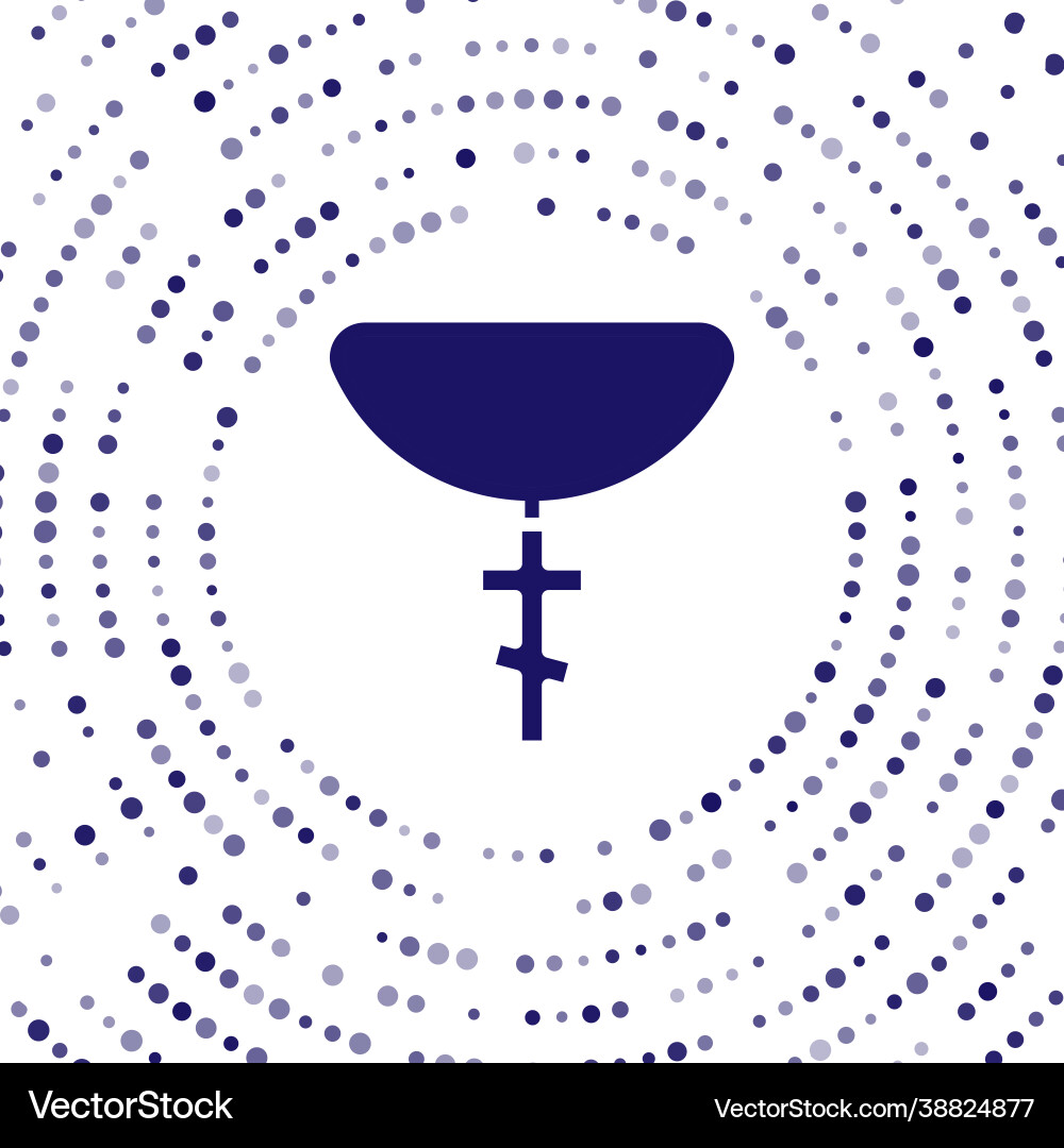 Blue christian cross on chain icon isolated Vector Image