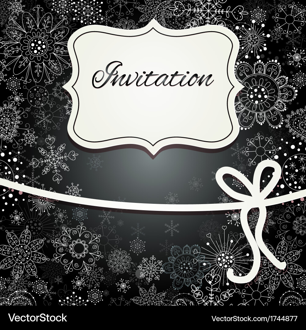 Christmas Invitation Card - Snowflake Pattern Vector Image