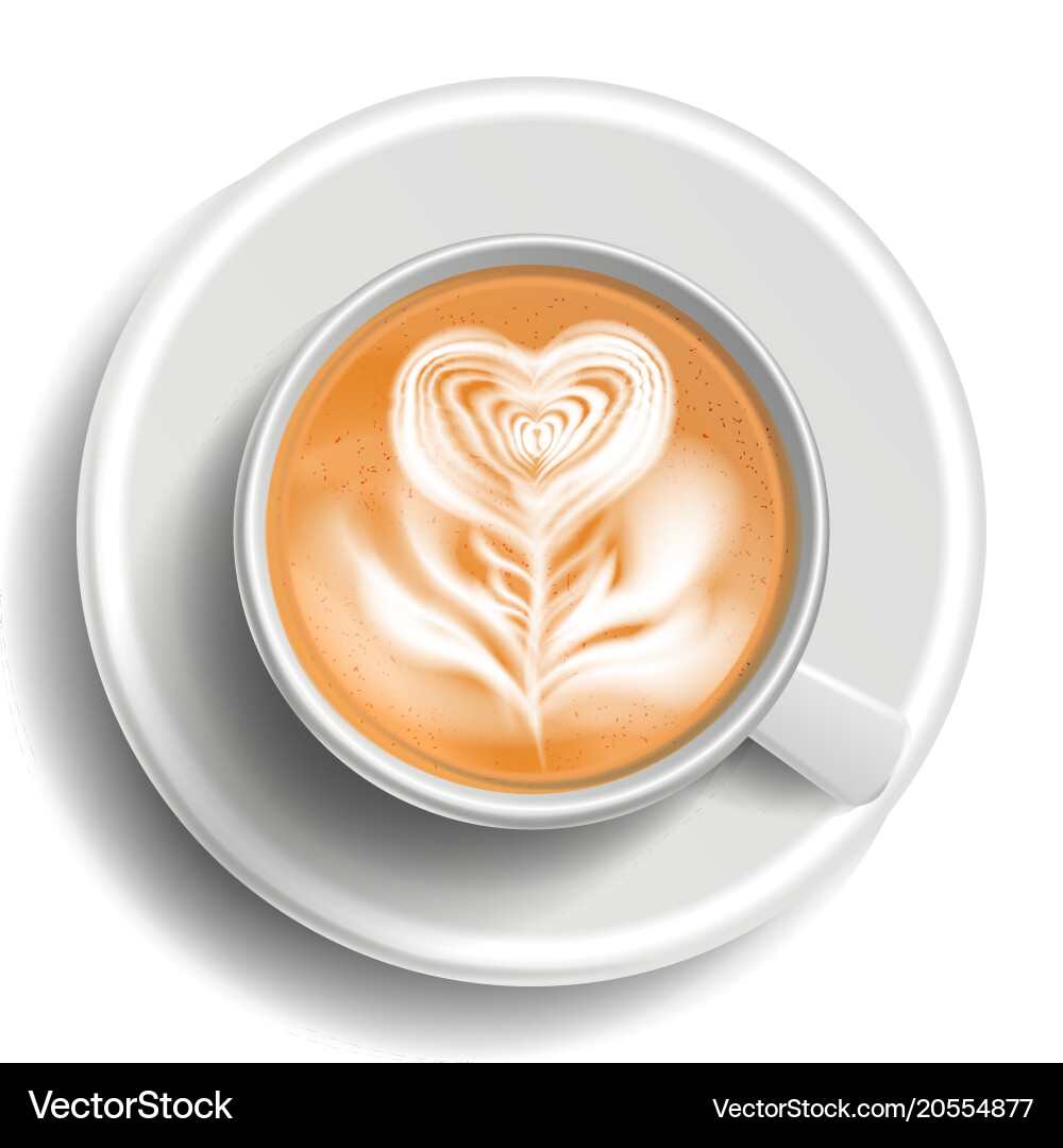 Coffee art top view hot cappuccino coffee Vector Image