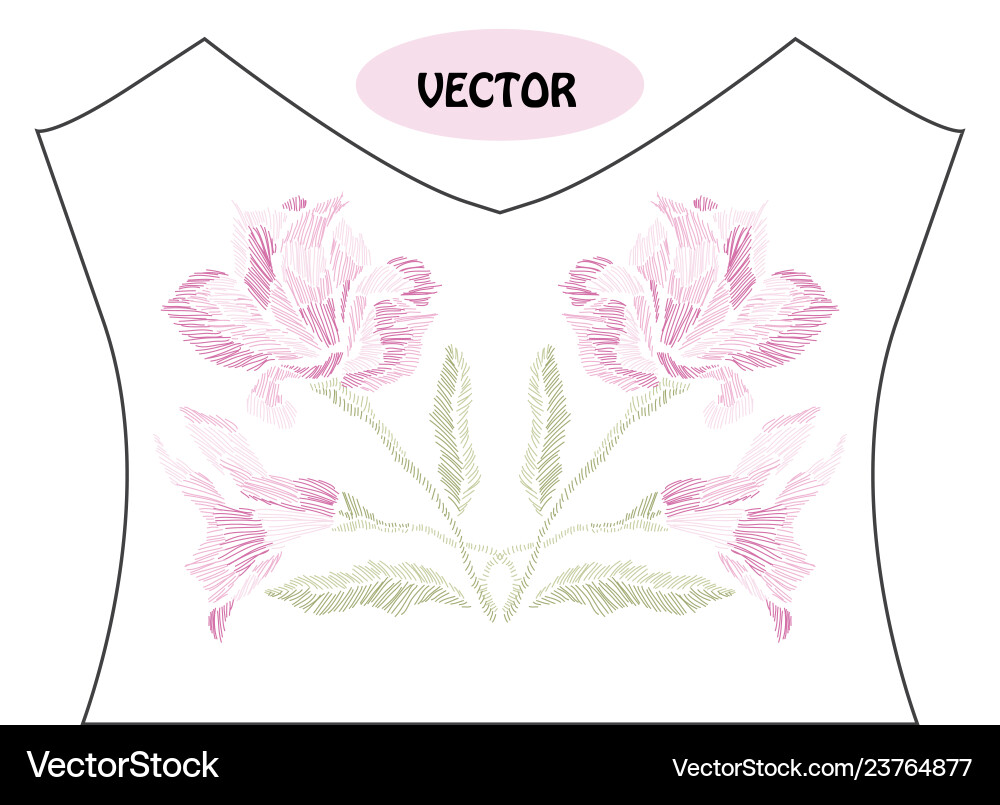 Embroidery floral bouquet Royalty Free Vector Image