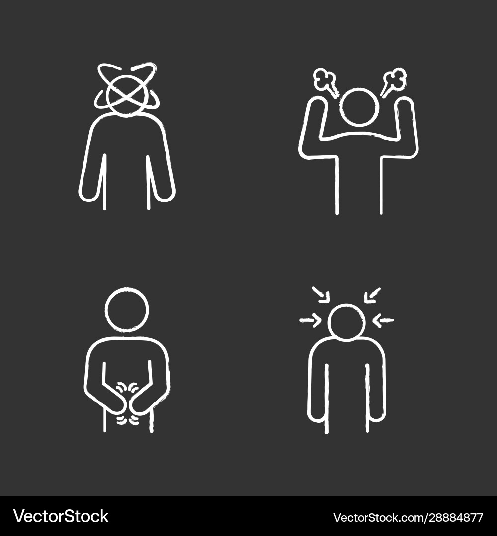 Emotional stress chalk icons set Royalty Free Vector Image