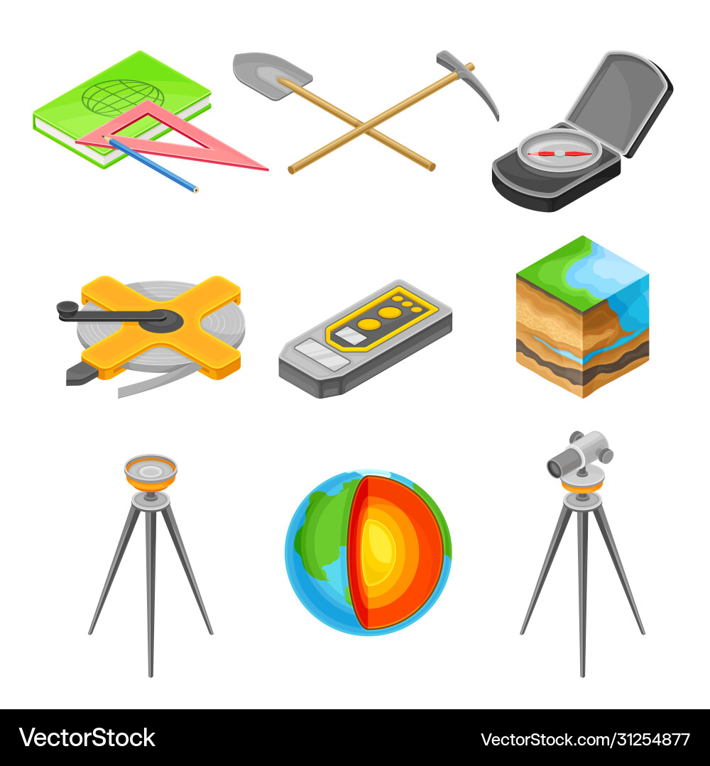 Geology measurement instruments with soil cross Vector Image