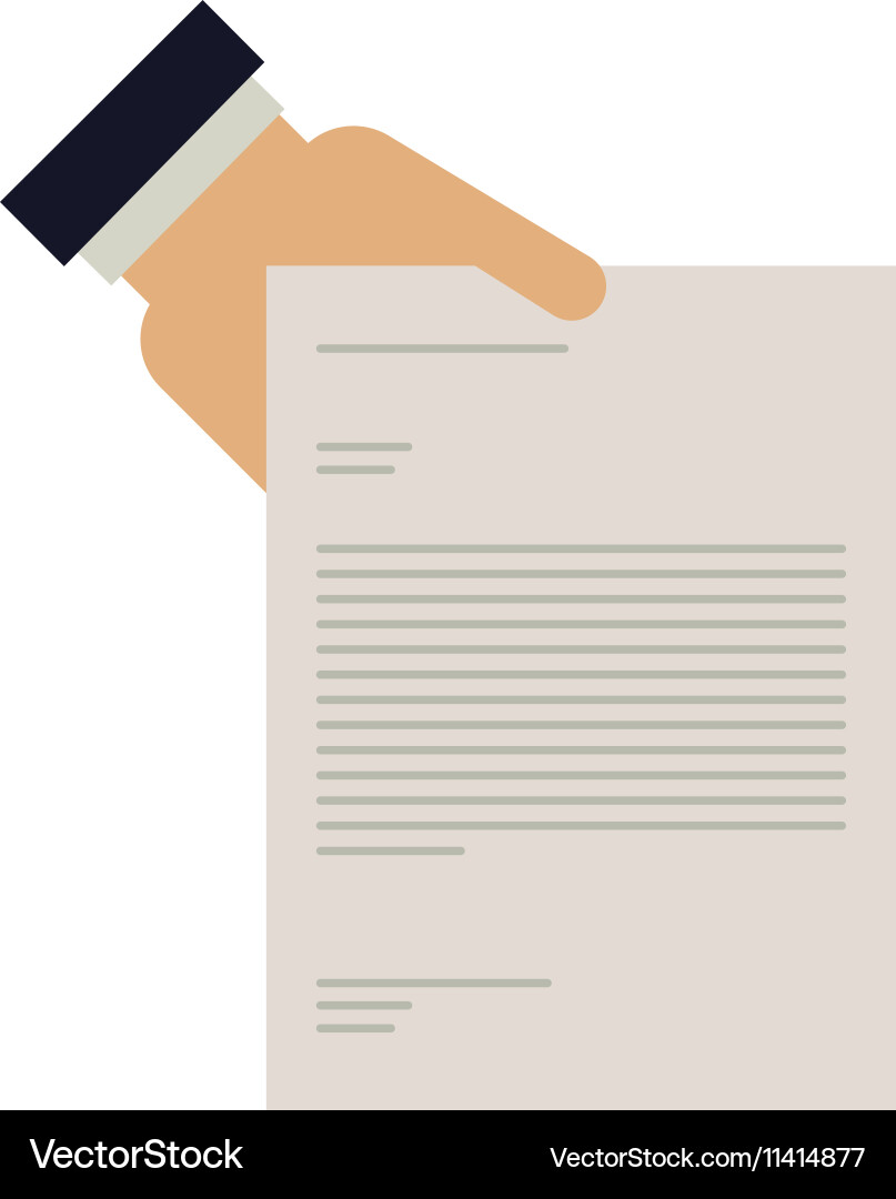 Hand holding a document with text Royalty Free Vector Image