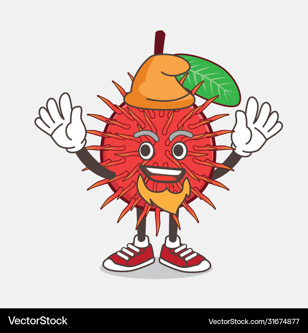 Rambutan fruit cartoon mascot character dressed Vector Image