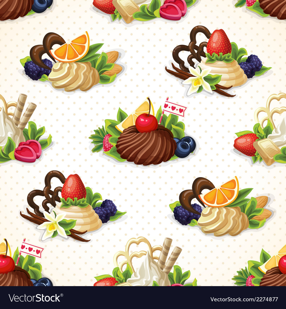 Sweets seamless background Royalty Free Vector Image