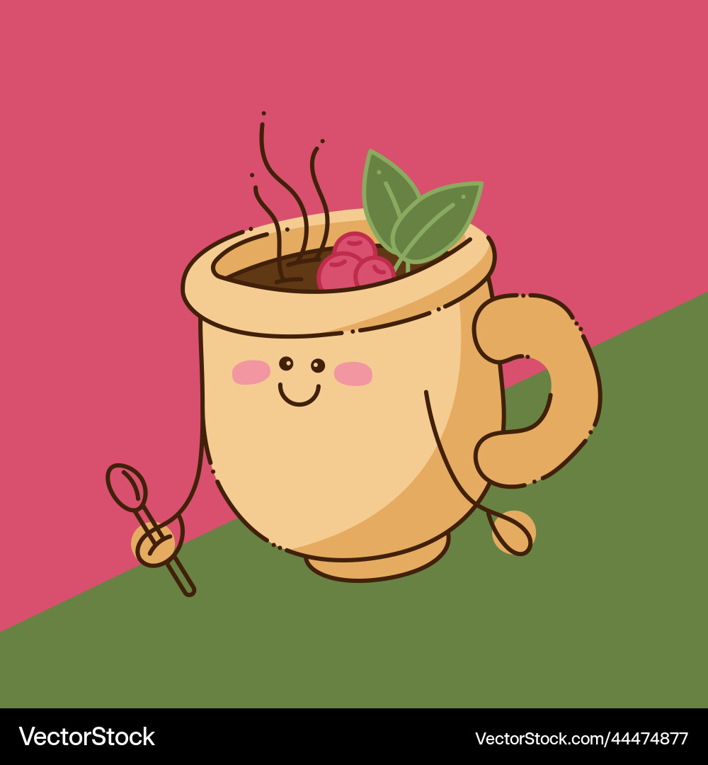 Tea character ute smiling cup of Royalty Free Vector Image