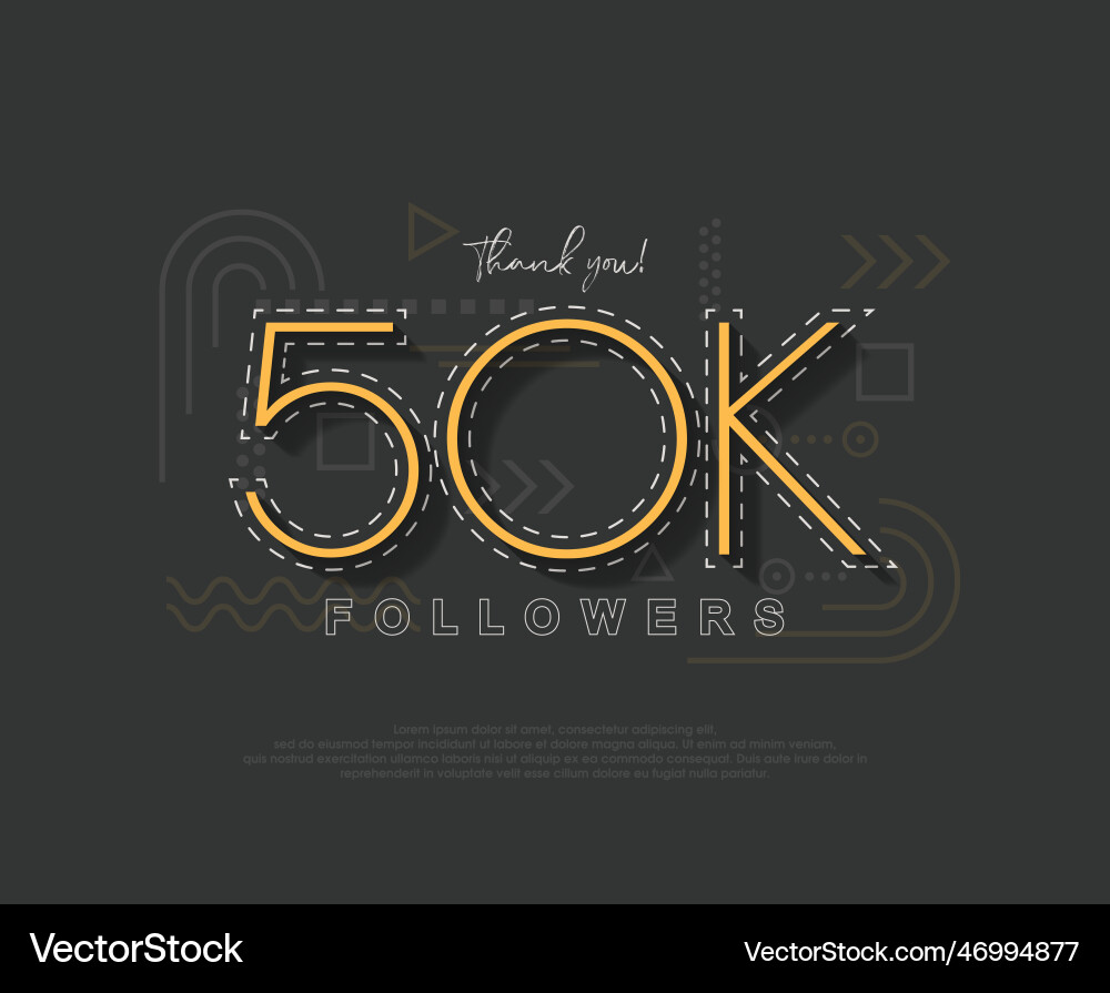 Unique simple 50k followers with numbers and thin Vector Image