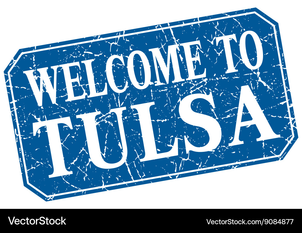 Welcome to tulsa blue square grunge stamp Vector Image