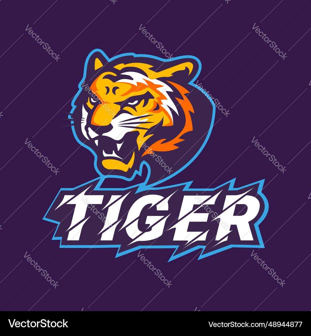 Wild tiger logo badge design for e-sport Vector Image