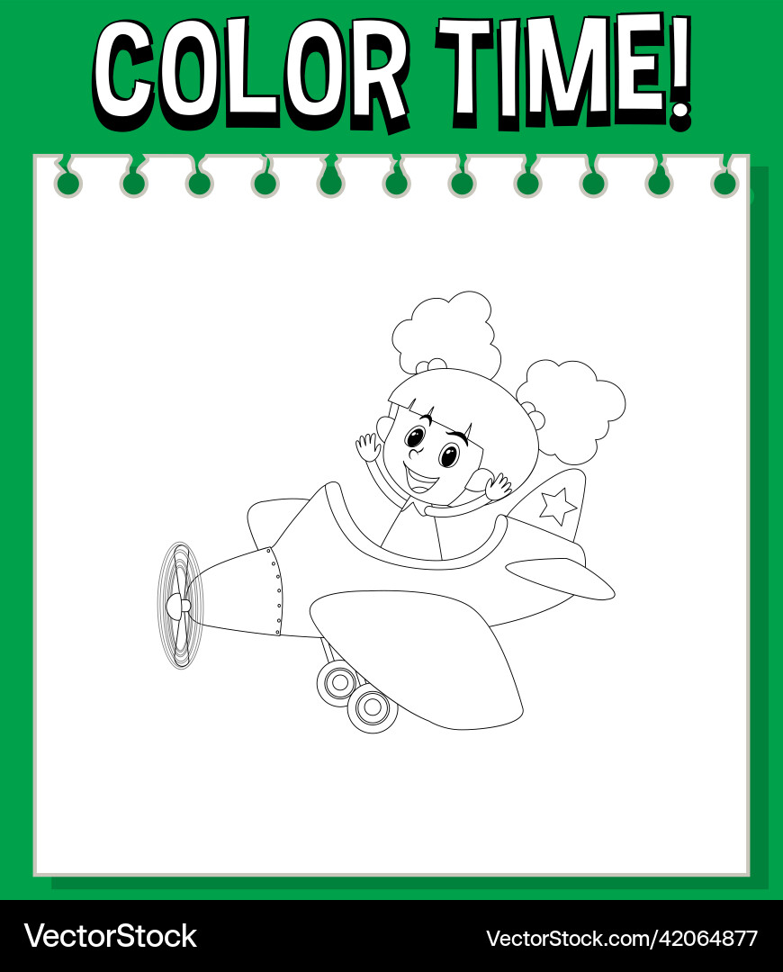 Worksheets template with color time text and kids Vector Image