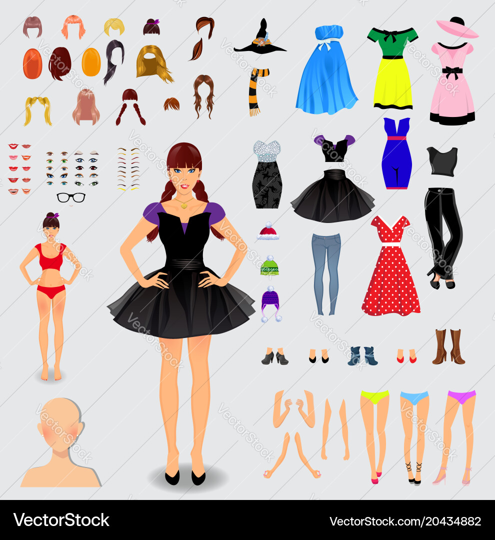 Big set for creation unique female character Vector Image