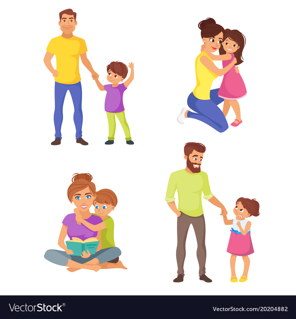 Caucasian family members parents Royalty Free Vector Image