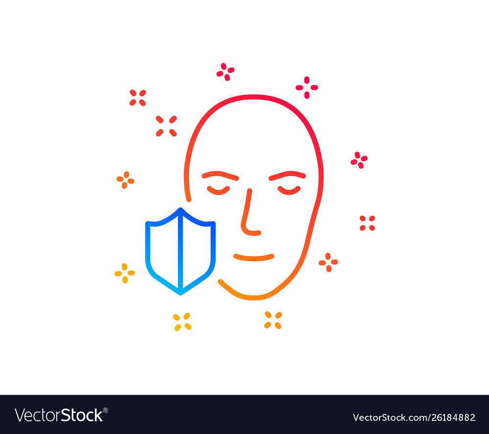 Face Detection Protected Line Icon Secure Access Vector Image