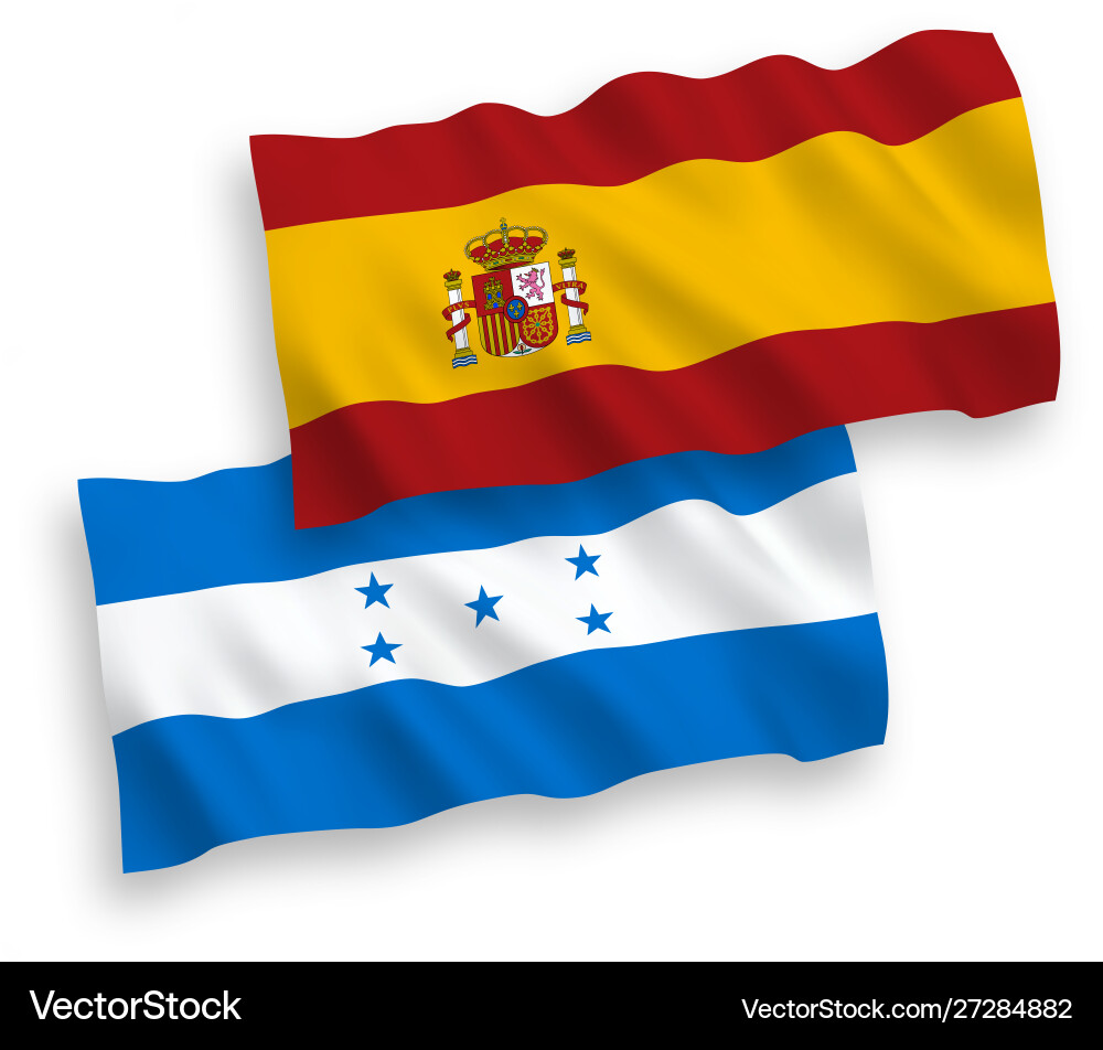 Flags honduras and spain on a white background Vector Image