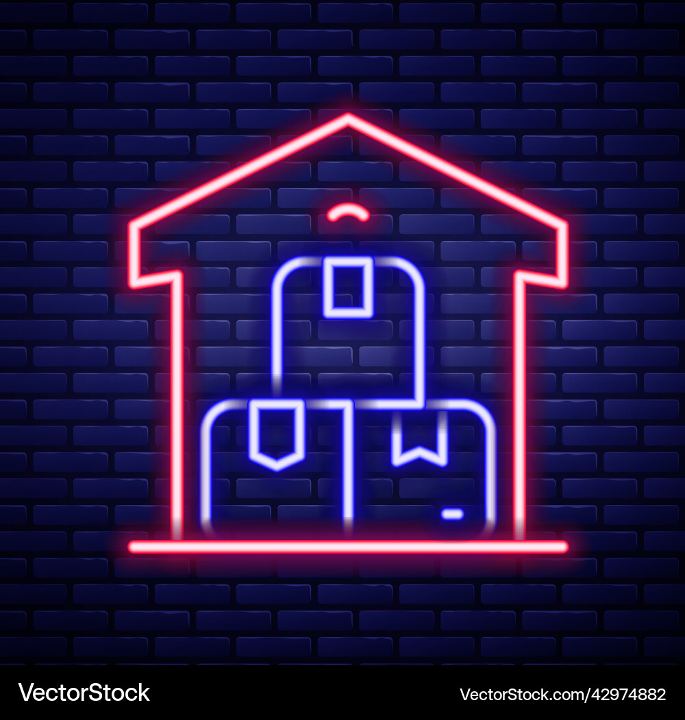 Glowing neon line full warehouse icon isolated Vector Image
