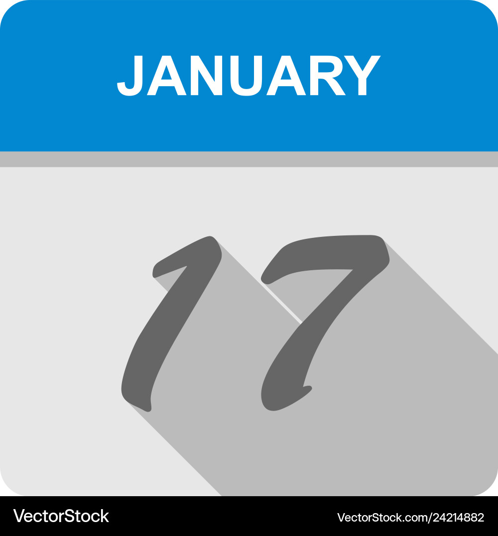 January 17th date on a single day calendar Vector Image