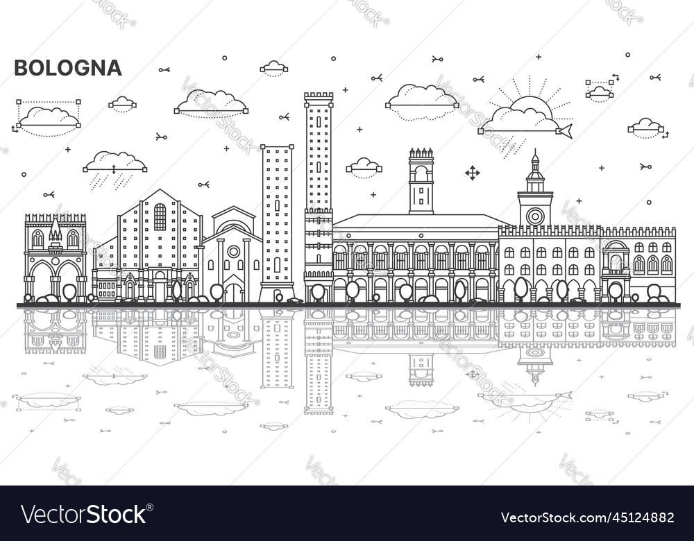 Outline bologna italy city skyline with historic Vector Image