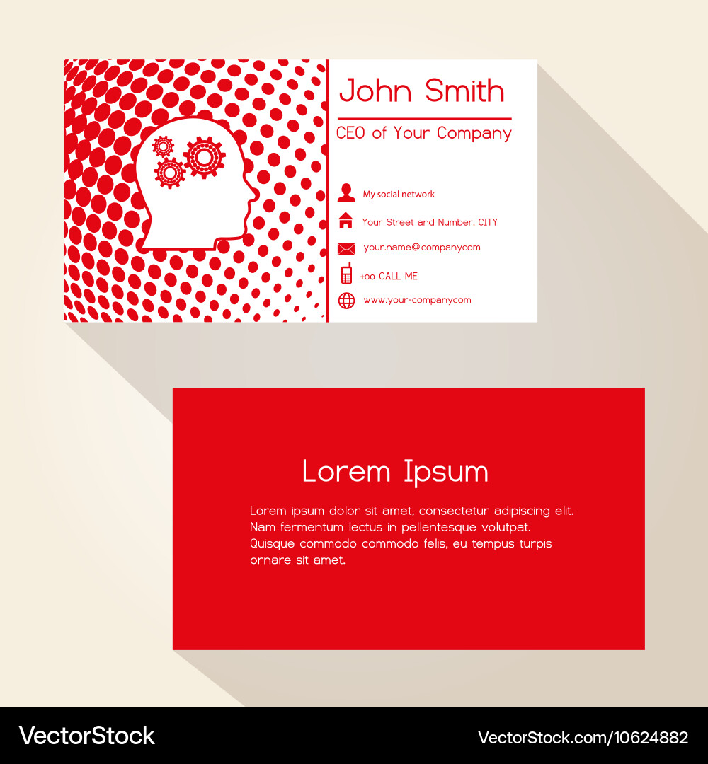 Red abstract dots business card design eps10 Vector Image