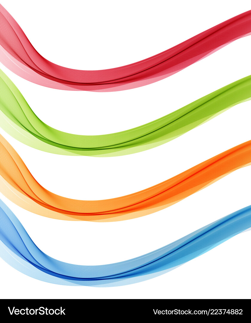 Set of abstract flow transparent color wave Vector Image