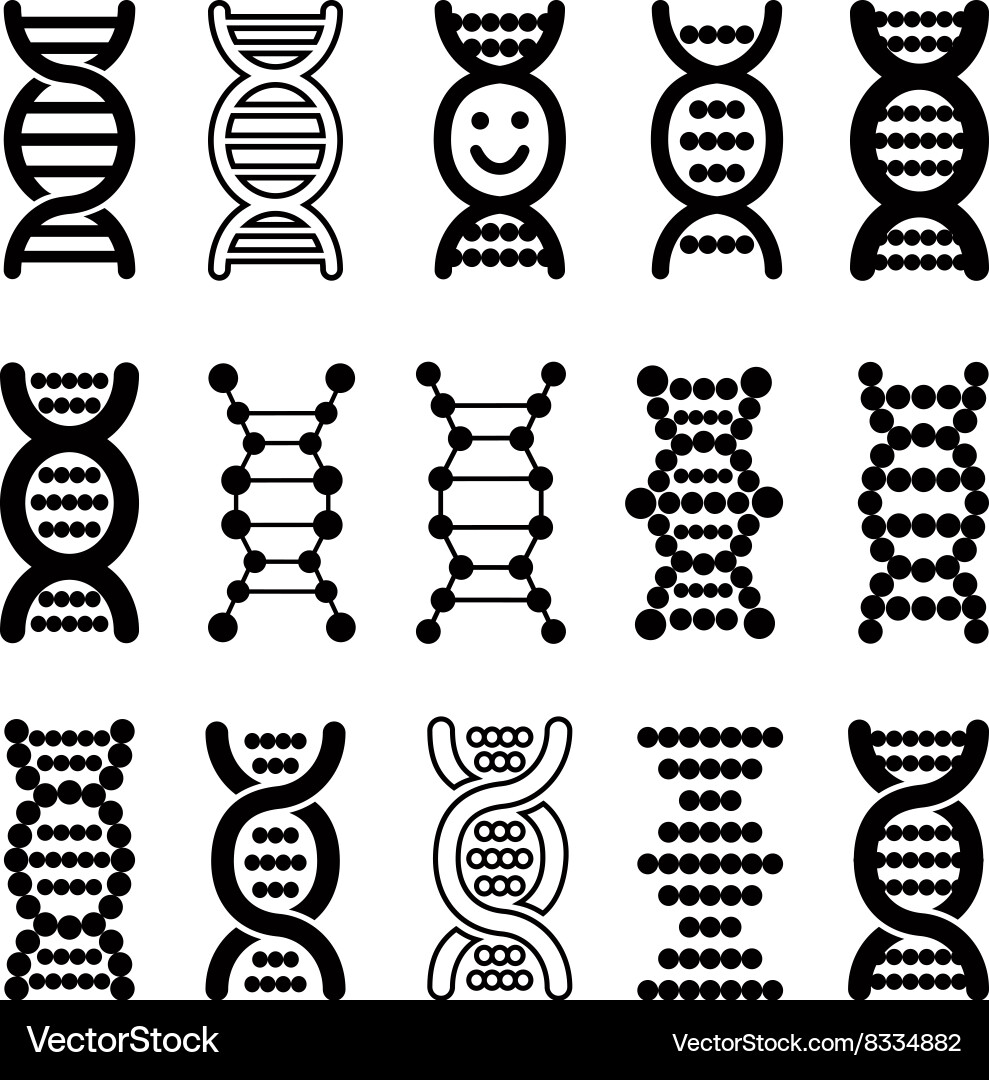 Set of black dna icons Royalty Free Vector Image
