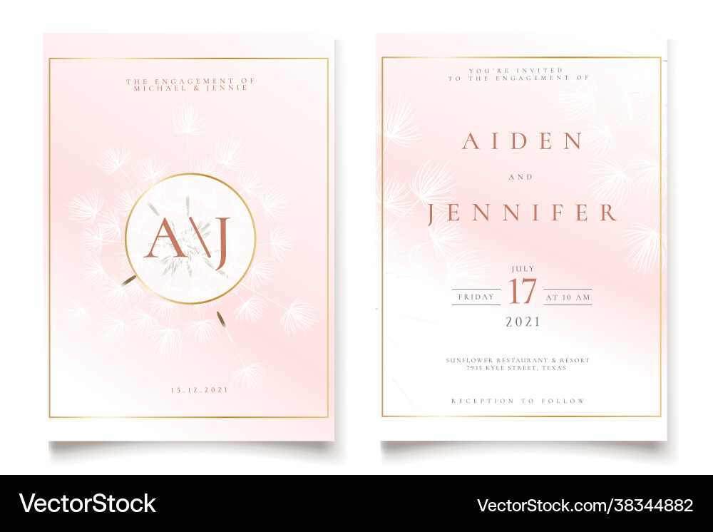 Wedding invitation template in cute peach colors Vector Image