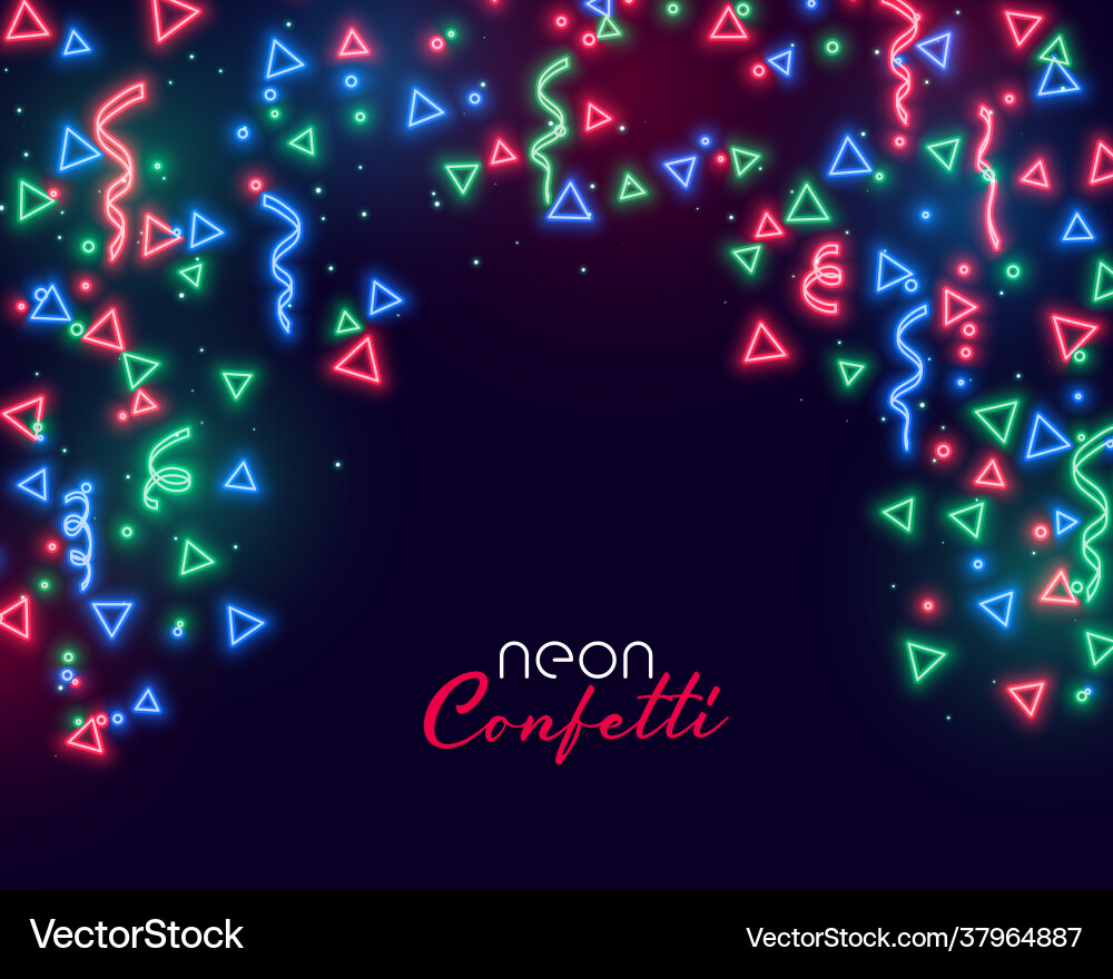 Abstract confetti background in colorful neon Vector Image