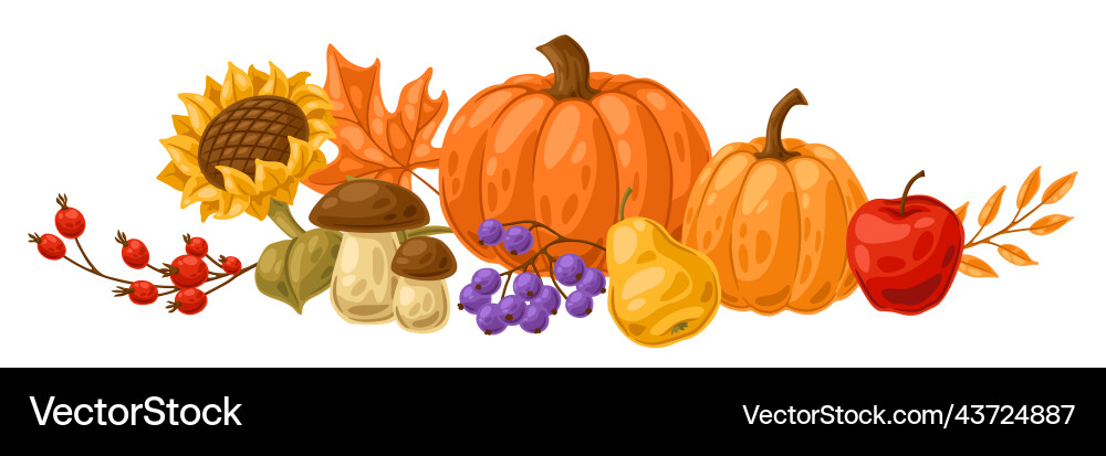 Background with autumn plants harvest Royalty Free Vector