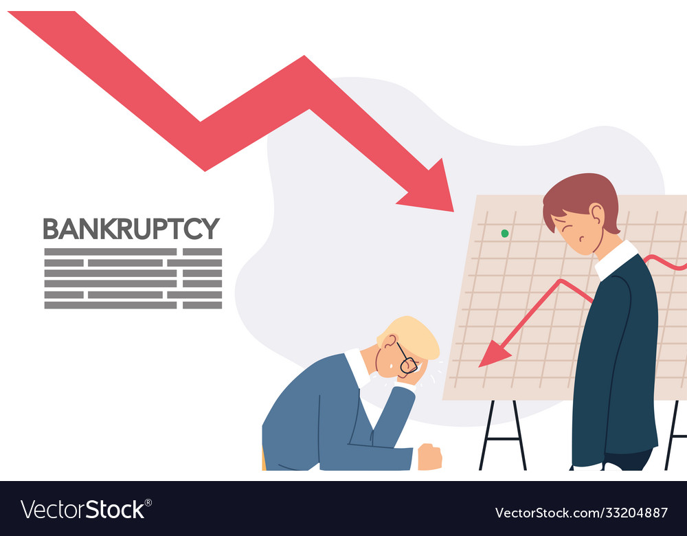 Businessmen with headache and decrease arrow Vector Image