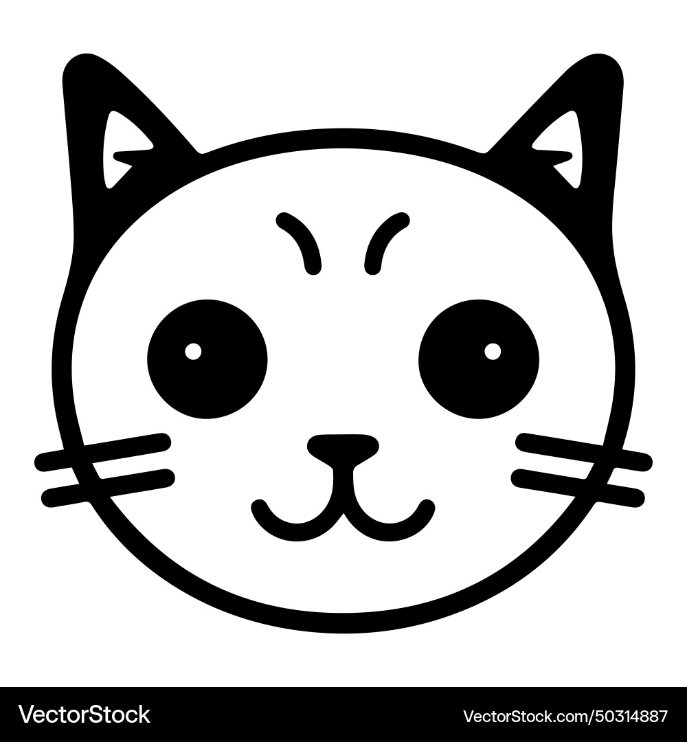 Cat face flat icon isolated on white background Vector Image