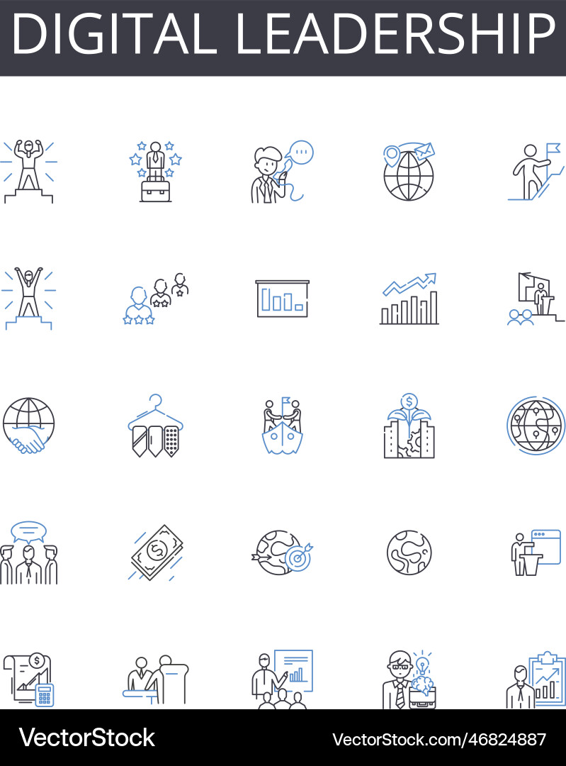 Digital leadership line icons collection creative Vector Image