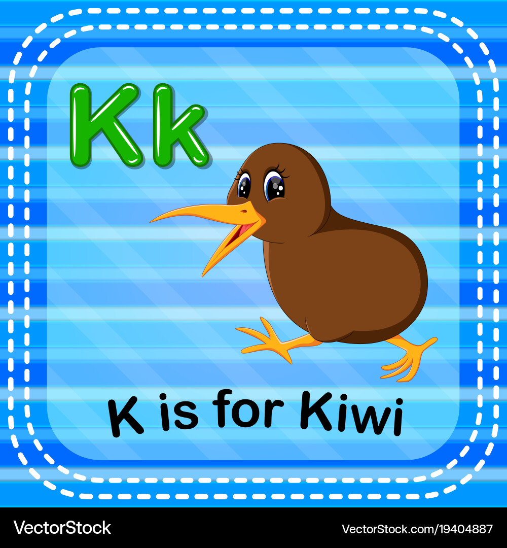Flashcard letter k is for kiwi Royalty Free Vector Image