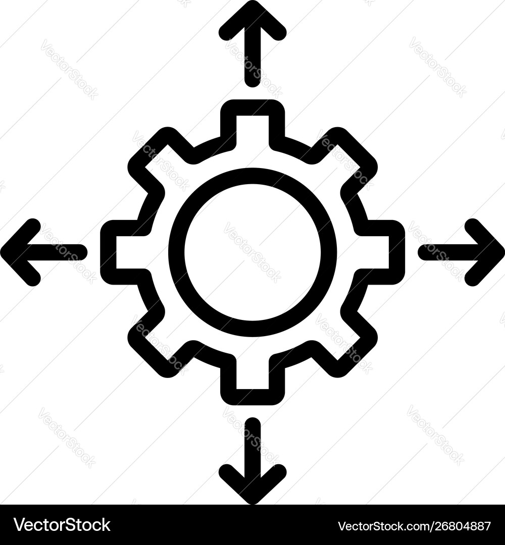 Gear and arrows icon outline style Royalty Free Vector Image