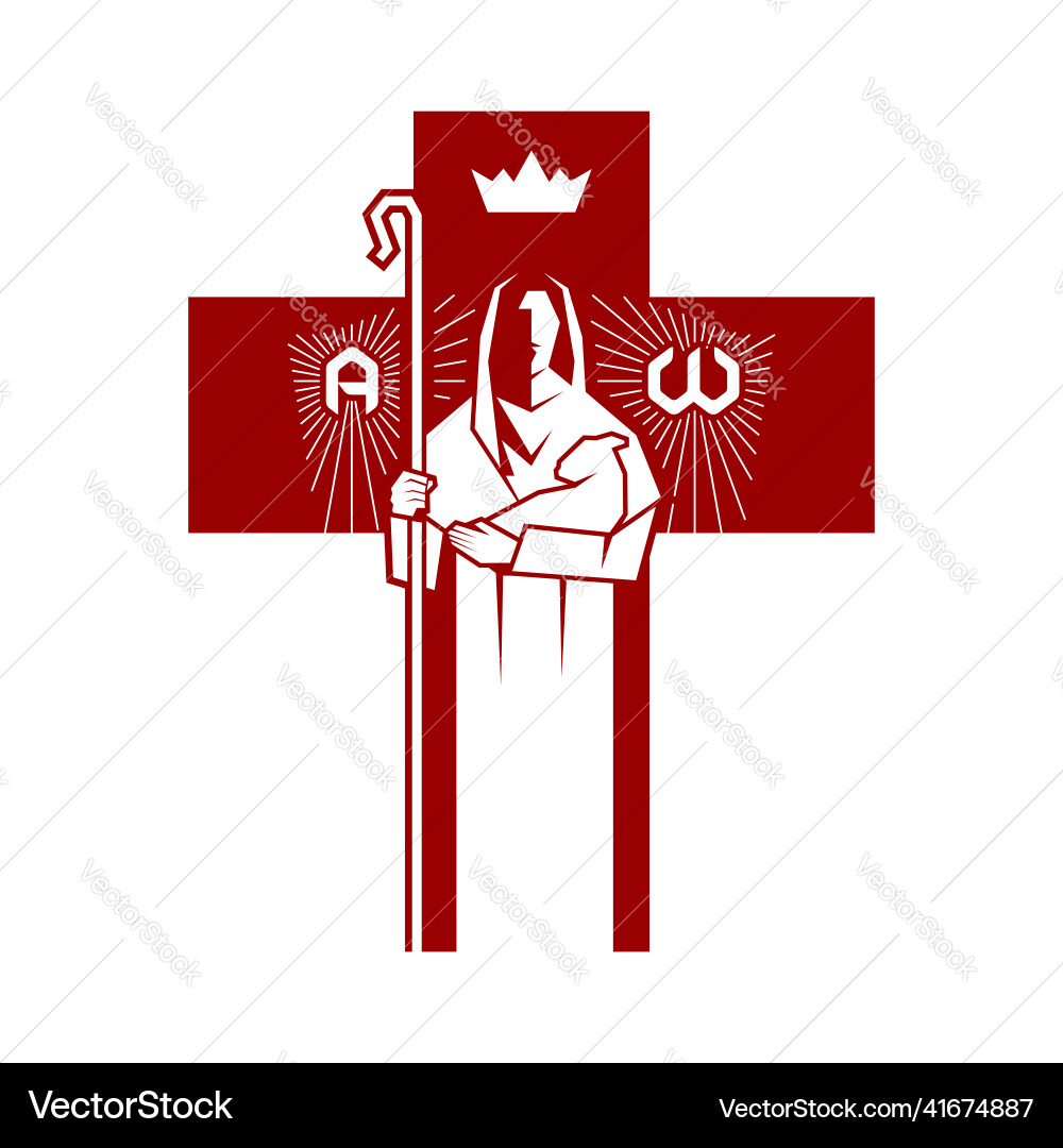 Jesus christ is the good shepherd Royalty Free Vector Image