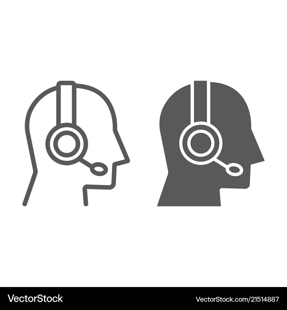 Online help line and glyph icon contact us Vector Image